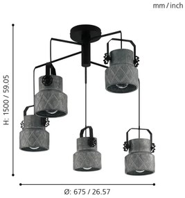 Eglo 39856 - Přisazený lustr HILCOTT 5xE27/40W/230V