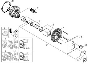 GROHE 24094000 - Baterie EUROCUBE s 3cestným přepínačem lesklý chrom