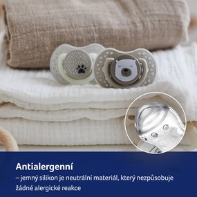 LOVI Dudlík silikonový dynamický mini BUDDY BEAR 0-2m 2ks