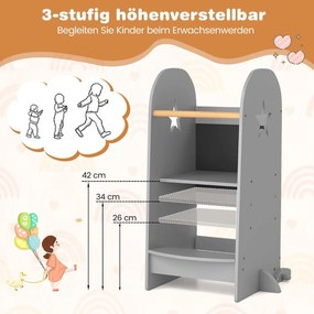Costway 3 v 1 Učící věž dětská schůdková stolička s 3 nastavitelné výšky 90 kg