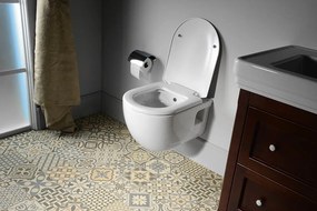 Sapho Sapho, BRILLA závěsná WC mísa s bidet. sprškou, Rimless, 36,5x53 cm, bílá, 100612