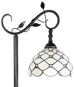 Bílá stojací Tiffany lampa kamínky TransparentEye - 36*25*152 cm E27/max 1*60W