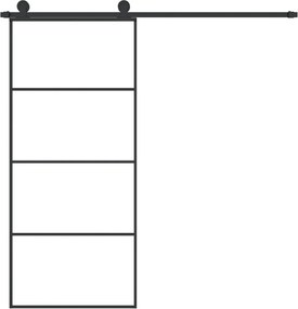 Posuvné dveře s kováním 90x205 cm ESG sklo a hliník 3152148