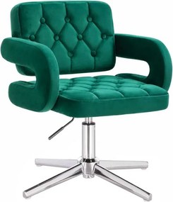 LuxuryForm DESIGN Otočná židle ADRIA VELUR na stříbrném kříži - zelená