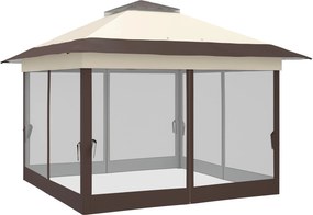 Outsunny zahradní pavilon Pop-Up skládací ocel polyester moskytiéra + transportní taška na kolečkách khaki hnědá