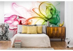 DIMEX | Samolepicí vliesová fototapeta na zeď Teplý kouř barev MA-5-0289 | 375 x 250 cm | zelená, bílá, žlutá, oranžová, růžová