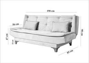 Atelier del Sofa 3-místná pohovka Kelebek - Grey, Šedá