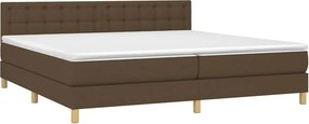Box spring postel s matrací a LED tmavě hnědá 200x200 cm textil 3134064