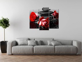 Gario Obraz s hodinami Roses and spa - 3 dílný Rozměry: 90 x 30 cm