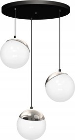 Závěsná lampa 3 bílé koule 3xE14 Sfera Black/chrome MLP8884 Eko-light
