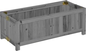 Outsunny Skládací zahradní vyvýšený záhon z masivního dřeva, zvýšený záhon 70 x 30 x 25 cm pro zahradu, balkon, terasu, šedý