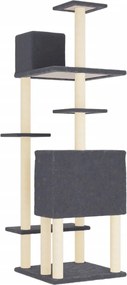 Škrabadlo pro kočky se sisalovými sloupky tmavě šedé 154 cm 171773