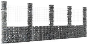 Gabionový koš ve tvaru U s 5 sloupky železo 500 x 20 x 200 cm 151292