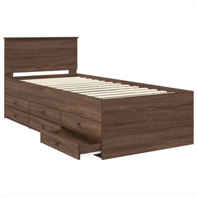 Daybed s čelo Hnědý dub a černá 75 x 190 cm Kompozitní dřevo 3408542