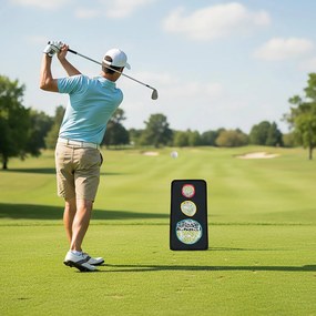 Costway Oboustranná golfová třískací síť s 5 terčovými otvory a trojúhelníkovou
