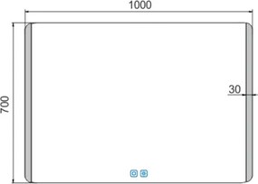 Nimco LED zrcadlo 1000x700 se dvěma dotykovými senzory - ZP 17004VX