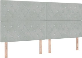 Postel s boxspringem s čelo Světle šedá 200 x 200 cm samet 3344468