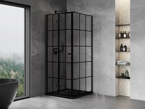 Mexen Mist-F T, 1-křídlý ​​skládací sprchový kout levý 120 x 120 cm, čiré sklo-černá mřížka, 8A6T-120-120-70-77-L