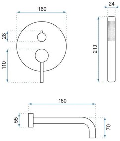 Rea Lungo, podomítková vanová baterie + Box, bílá, REA-B6440