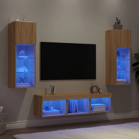 5dílná obývací stěna s LED dub sonoma kompozitní dřevo 3216599