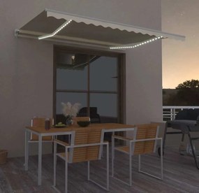 vidaXL Ručně zatahovací markýza s LED světlem 400 x 300 cm [3068901] Barva: Modro-bílá