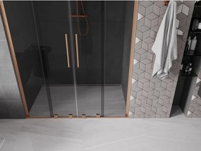 Mexen Velar L Duo, posuvné sprchové dveře do otvoru 150 cm, 8mm šedé sklo, měděná matná, 871-150-003-42-65