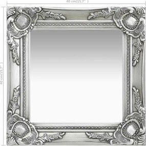 Nástěnné zrcadlo barokní styl 40 x 40 cm stříbrné 320306