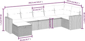 7dílná zahradní sedací souprava a podušky mix béžové polyratan 3263505