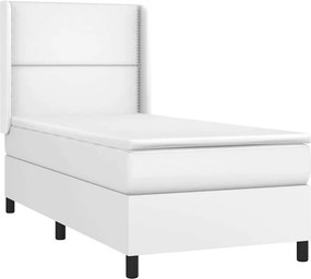 Box spring postel s matrací bílá 100x200 cm umělá kůže 3132424