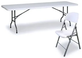 Cateringový stůl skládací - plastový délka 240cm + ODOLNÁ ŽIDLE 8ks