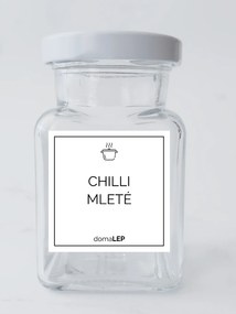 Samolepka na kořenky CHILLI MLETÉ bílá 5 × 5 cm základní písmo