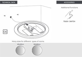BPS-koupelny Zrcadlo v černém kovovém rámu s LED podsvícením po obvodu Nikoletta LED 17 BLACK Typ: bez vypínače, Rozměry (cm): 60x60 - (Nikoletta LED 17/60 BLACK)
