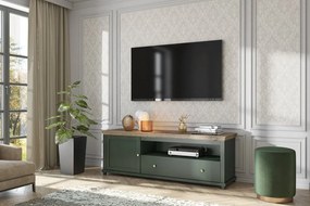 Tv stolek EMERY 40 zelená / dub lefkas tmavý
