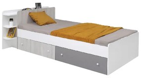 Dětská postel Como CM12, bílý lesk/dub Wilton bílý/šedá Zvolte možnost matrace: Bez matrace
