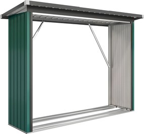 Outsunny Kůlna na palivové dřevo, přístřešek na dříví, ocel, zvýšená podlaha, šikmá střecha, 213 x 66,5 x 150 cm, zelená