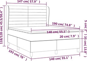 Box spring postel s matrací tmavě hnědá 140x190 cm textil 3128600
