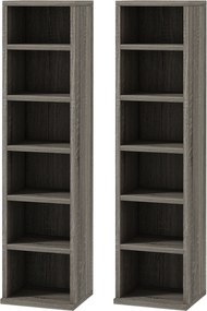HOMCOM Sada 2 sloupcových polic pro ukládání CD-DVD kabinet 6 + 6 přihrádek 21 x 22,5 x 88,5 cm max. kapacita 204 CD tmavě šedá