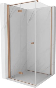 Mexen Mist-F T, 1-křídlý ​​skládací sprchový kout levý 110 x 110 cm, čiré sklo, měděný matný profil, 8A6T-110-110-65-00-L