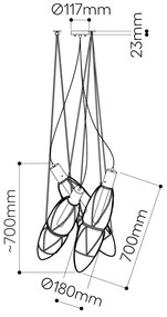 Bomma Shibari skleněné závěsné svítidlo Baldachýn: Single