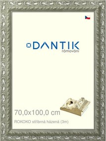 DANTIK rámeček 70x100 | ROKOKO stříbrná házená (Plexi Čiré)