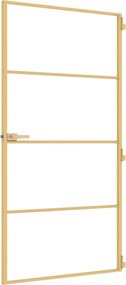 vidaXL Interiérové dveře úzké zlaté 102,5x201,5 cm tvrzené sklo hliník [155139] Barva: Zlatá a průhledná