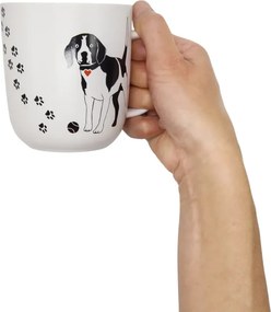 Hrnek Aport, 400 ml – New Bone China, černobílý pes, dárková krabička
