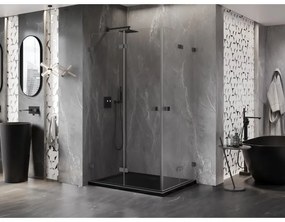 Mexen Lunar-F Duo, skládací sprchový kout 100 x 80 cm, 8mm čiré sklo, grafitový profil, 836-100L-080P-95-00