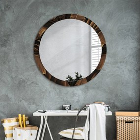 Kulaté dekorativní zrcadlo na zeď Hnědé banánové listy fi 90 cm