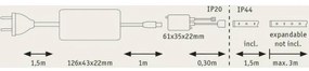Paulmann 70623 - LED/10W IP44 Stm. koupel. pásek MAXLED 1,5 m 2700-6500K 230V+DO