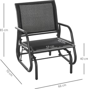 Outsunny Houpací křeslo Zahradní křeslo z kovu Houpací křeslo s područkami Opěrka zad Zahradní houpačka s nosností do 120 kg Venkovní relaxační křesl…