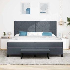 Postel s boxspringem s čelo Tmavě šedá 200 x 200 cm samet 3344601