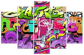 Obraz na plátně pětidílný Zneužívání graffiti - 150x100 cm