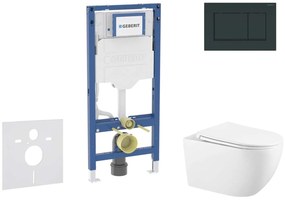 Geberit Duofix - Set předstěnové instalace, klozetu Gaia a sedátka softclose, tlačítko Sigma20, černá lesk/černá mat SANI11CA5136B