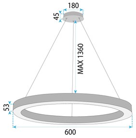 Toolight Toolight, LED stropní osvětlení 60cm, 60W, 3000K, LHJ051-CP1 C, zlatá matná, OSW-50025